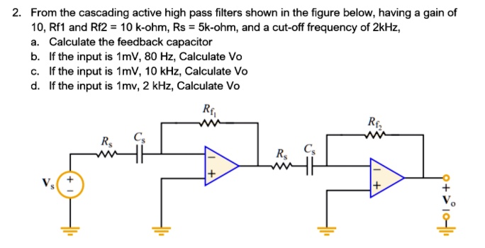 2. From the cascading active high pass filters shown in the figure ...