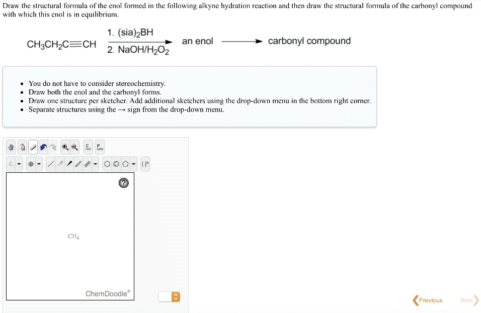 SOLVED: ' Draw the structural formula of the enol formed in the following alkyne hydration ...