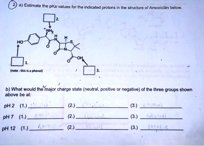 [get Answer] Estimate The Pka Values For The Indicated Protons In The Structure Of Amoxicillin
