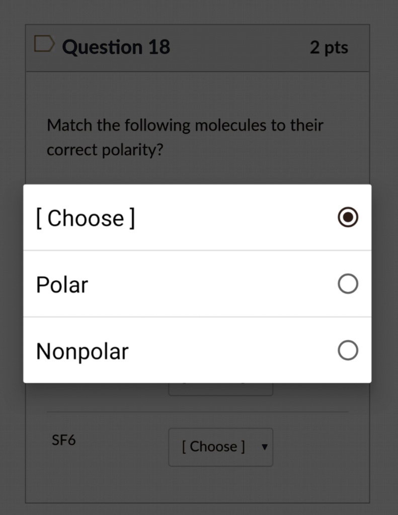 SOLVED:Question 18 2 pts Match the following molecules to their correct ...