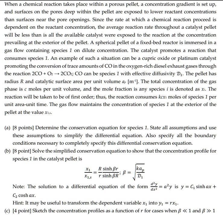 when chemical reaction takes place within a porous pellet concentration ...