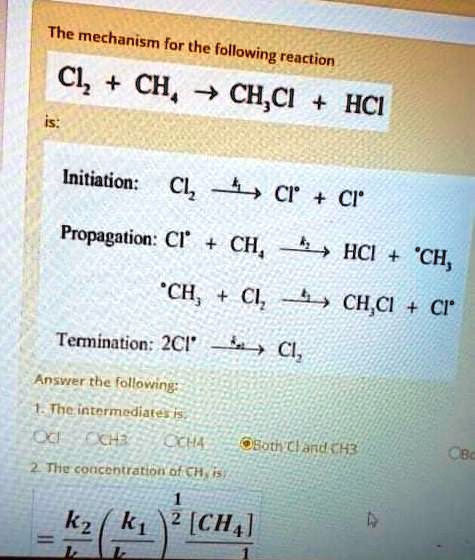 the mechanism for the following reaction cl ch c chci hci initiation cl ...