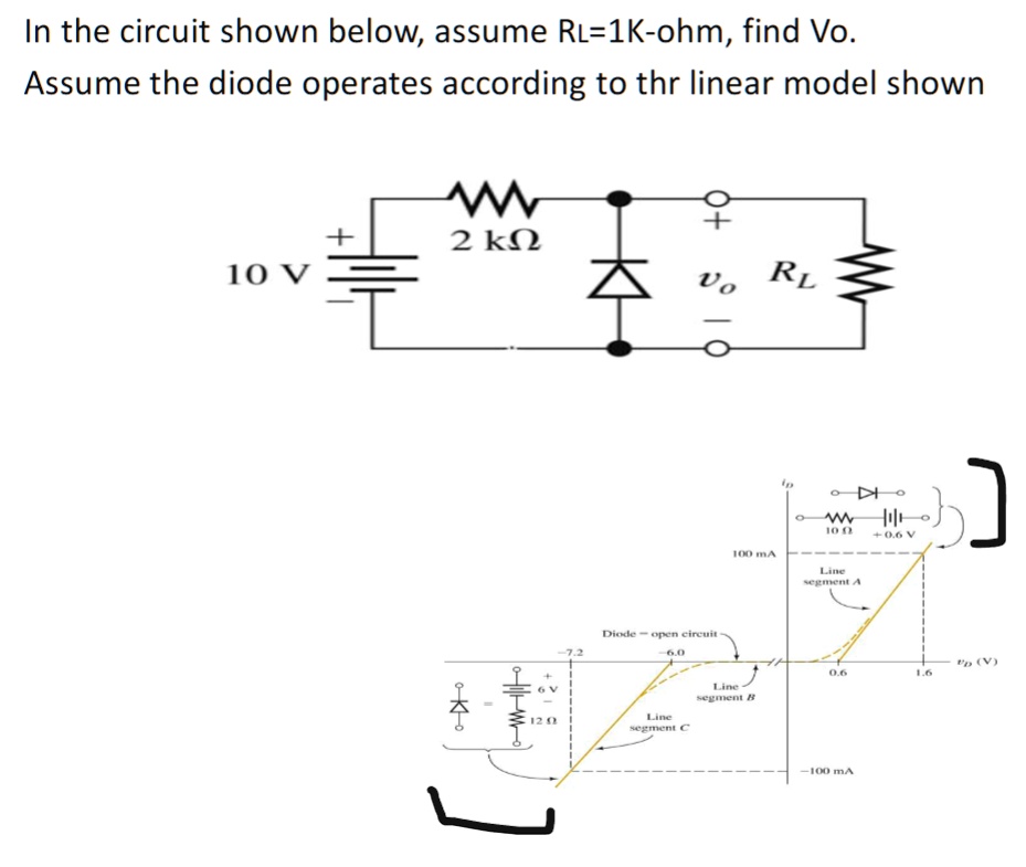 In the circuit shown below, assume RL=1K-ohm, find Vo. Assume the diode ...