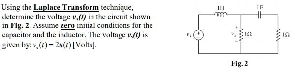 SOLVED: Using the Laplace Transform technique, determine the voltage v(t) in the circuit shown ...