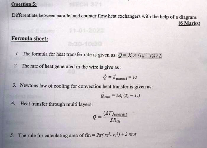 SOLVED: Differentiate between parallel and counterflow heat exchangers with the help of a ...