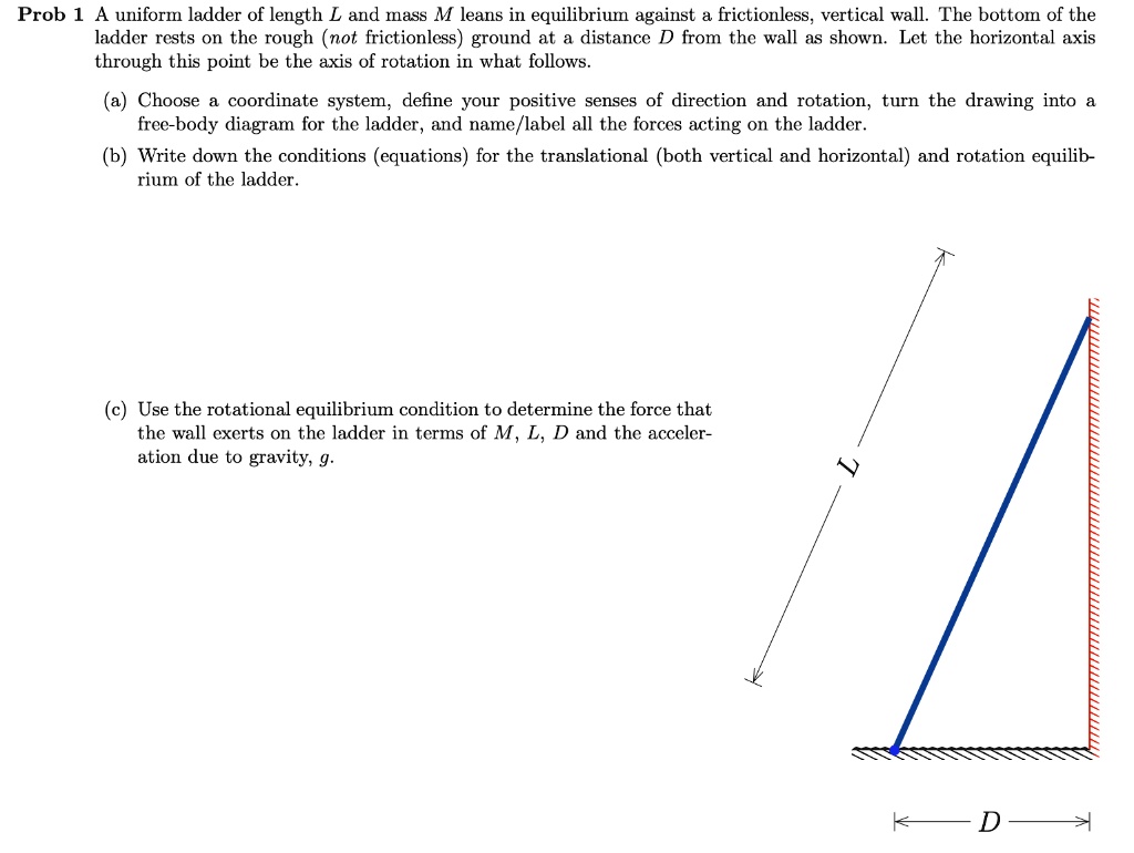 Prob l a uniform ladder of length l and mass m leans in...