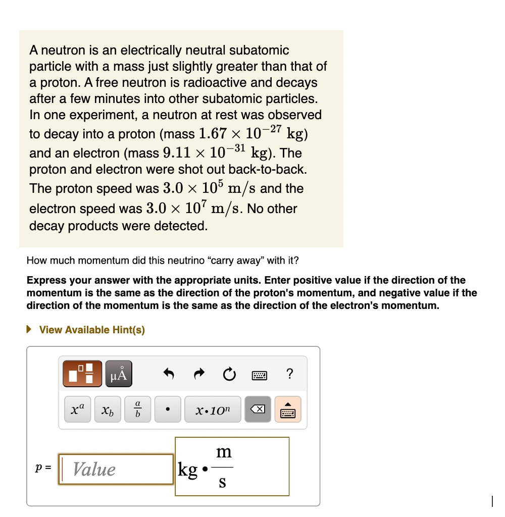 a neutron is an electrically neutral subatomic particle with a mass ...