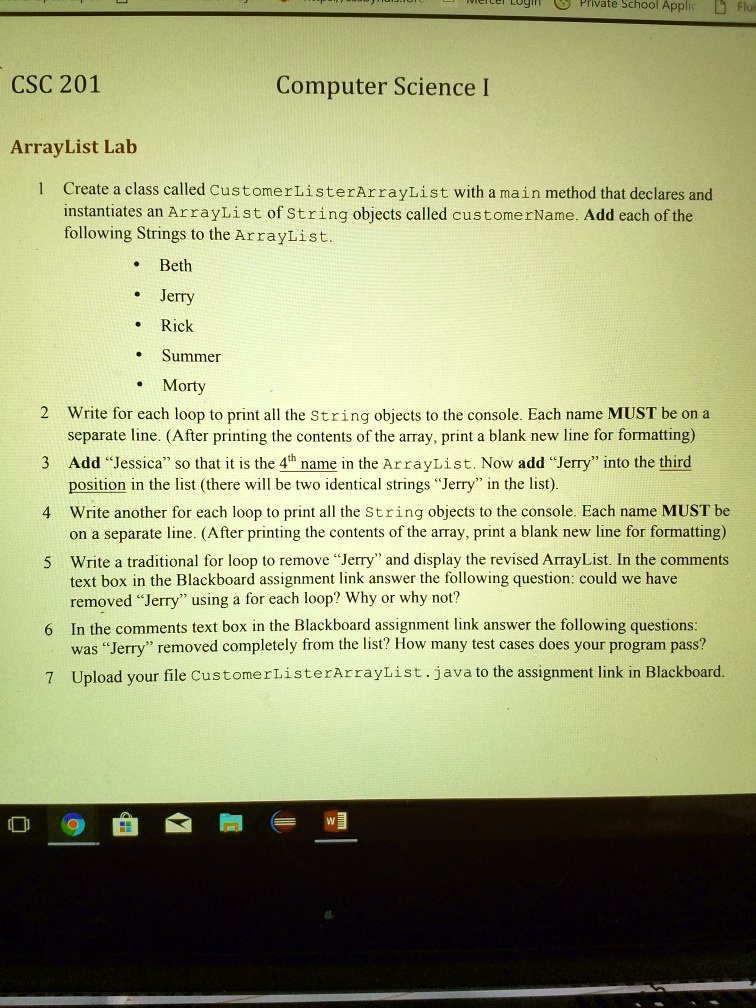 Video Solution Csc201 Computer Science I Arraylist Lab Create A Class Called