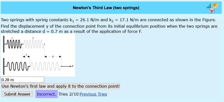 SOLVED: Newton's Third Law (two springs) Two springs with spring ...