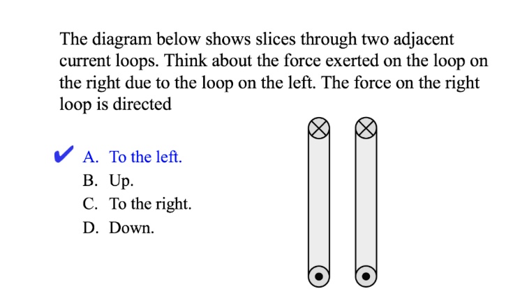 the diagram below shows slices through two adjacent current loops think ...