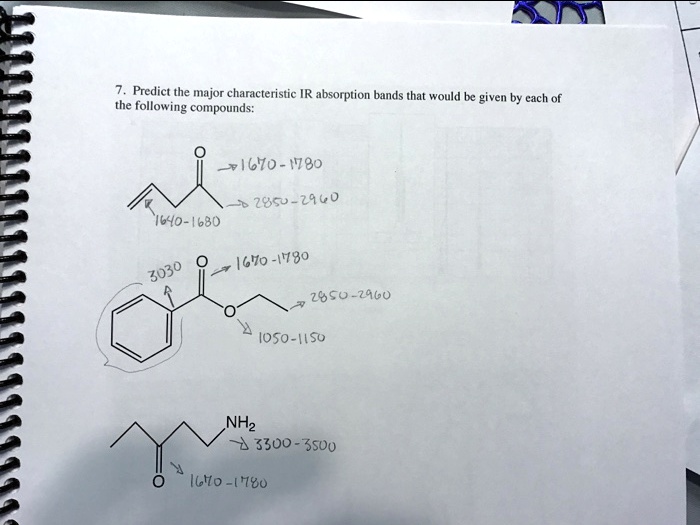 7. Predict the major characteristic IR absorption bands that would be given by each of the ...