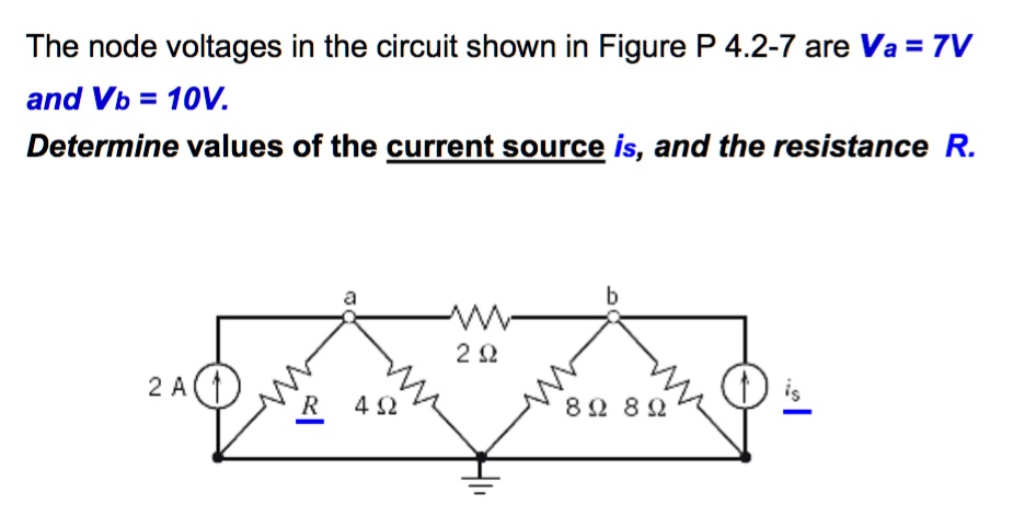 The node voltages in the circuit shown in Figure P 4.2-7 are Va = TV ...