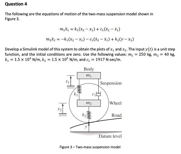 Solved Question 4 The Following Are The Equations Of Motion Of The Two