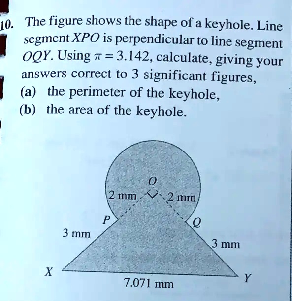 SOLVED: The figure shows the shape of a keyhole. Line segment XPO is ...