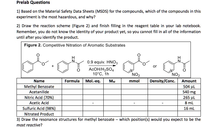 Prelab Questions 1) Based on the Material Safety Data Sheets (MSDS) for ...