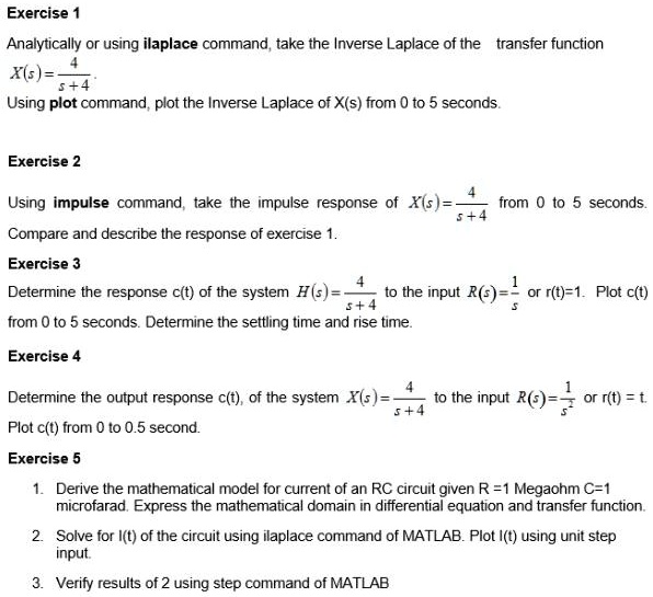 SOLVED: Exercise Analytically or using the ilaplace command, take the Inverse Laplace of the ...