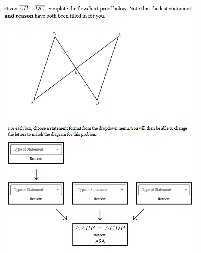 SOLVED: Given AB 1| DC, complete the flowchart proof below. Note that the last statement and ...