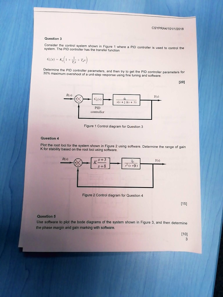 SOLVED: CSYPRA4/101/1/2018 Question 3: Consider the control system ...