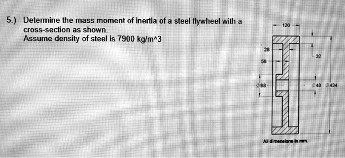 5.) Determine the mass moment of inertia of a steel flywheel with a ...