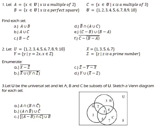 SOLVED: Let x âˆˆ U | x is a multiple of 2 B = x âˆˆ U | x is a perfect ...