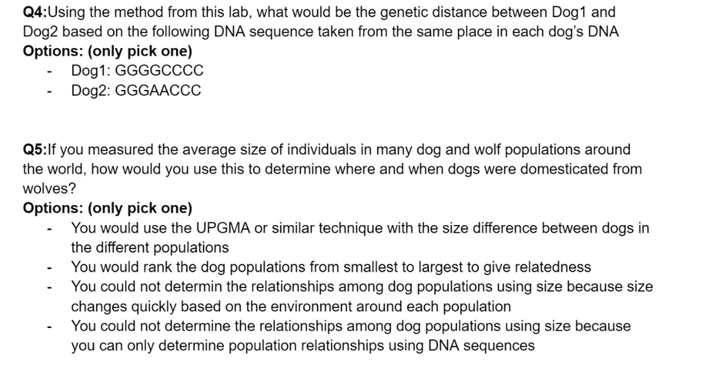 Q4: Using the method from this lab, what would be the genetic distance ...