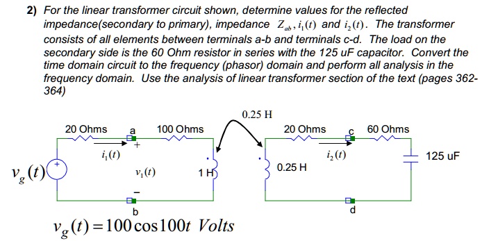 SOLVED: Solve the linear transformer circuit For the linear transformer ... SOLVED: Solve the linear transformer circuit For the linear transformer ...