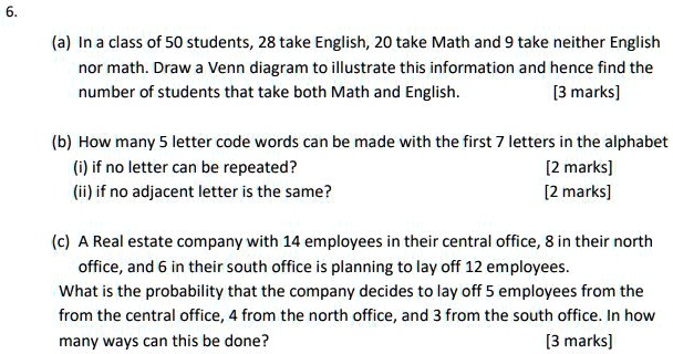 a in a class of 50 students 28 take english 20 take math and take ...