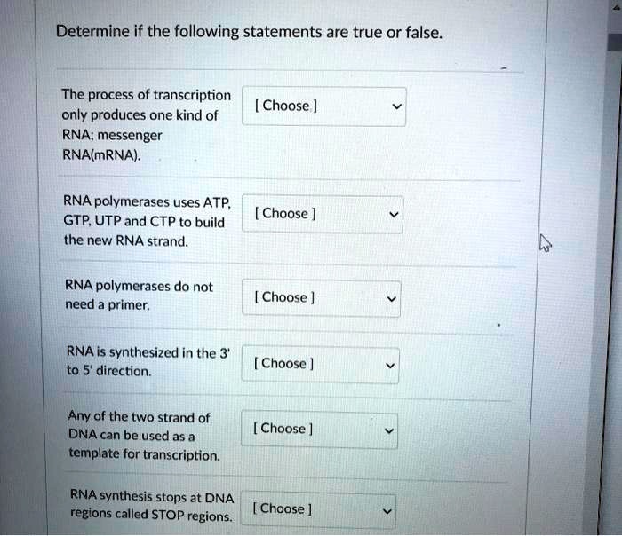 SOLVED:Determine if the following statements are true or false. The ...
