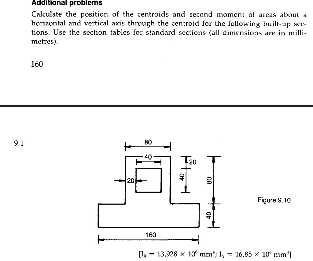 SOLVED: Calculate the position of the centroids and second moment of ...