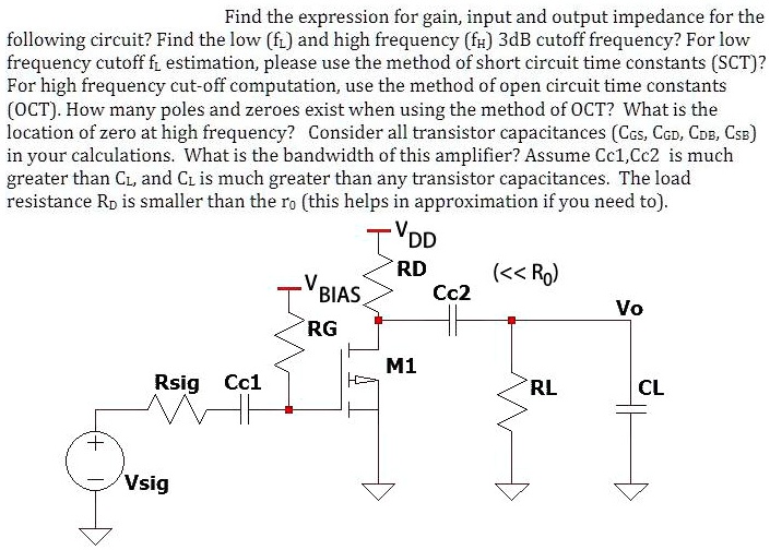 Solved Find The Expression For Gain Input And Output Impedance For The Following Circuit Find