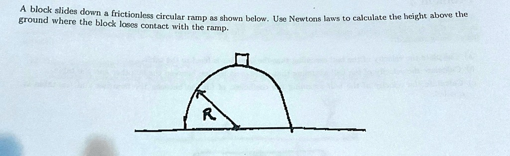A block slides down a frictionless circular ramp as shown below. Use ...