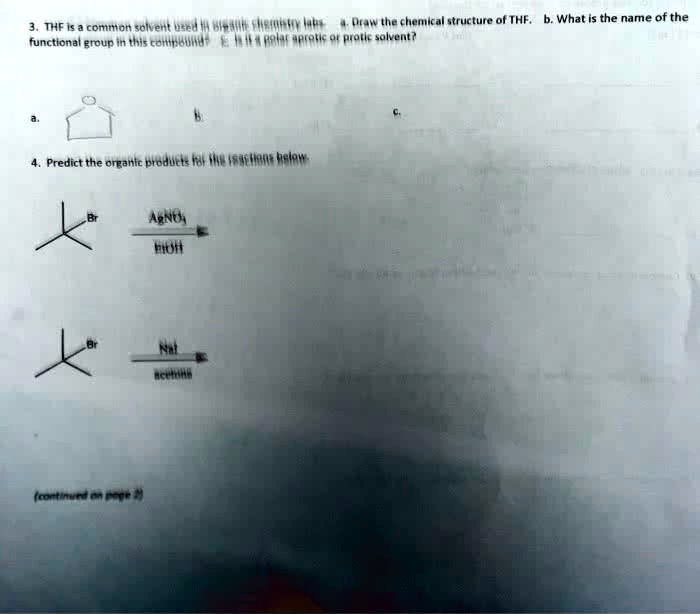 ' THF is a common solvent used in organic chemistry labs. Draw the ...