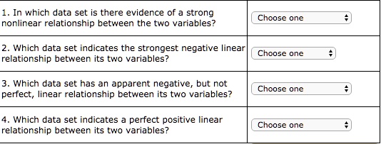 SOLVED: In which data set is there evidence of strong nonlinear ...