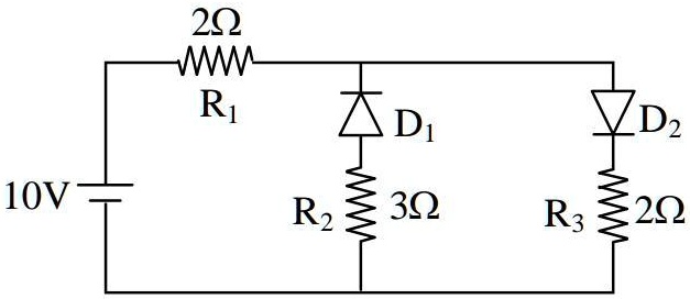 SOLVED: "The given circuit has two ideal diodes connected as shown in the figure below. The ...