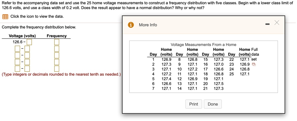 SOLVED: Refer to the accompanying data set and use the 25 home voltage measurements to construct ...