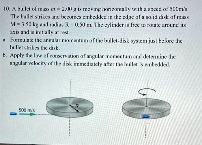 A bullet of mass m = 2.00 g is moving horizontally with a speed of 500 ...