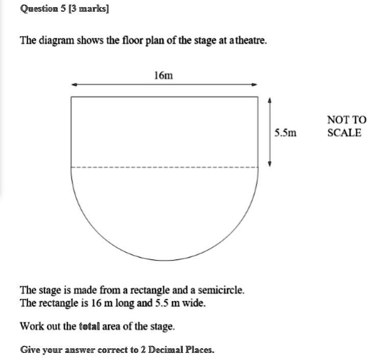 Question 5 [3 marks] The diagram shows the floor plan of the stage at a ...