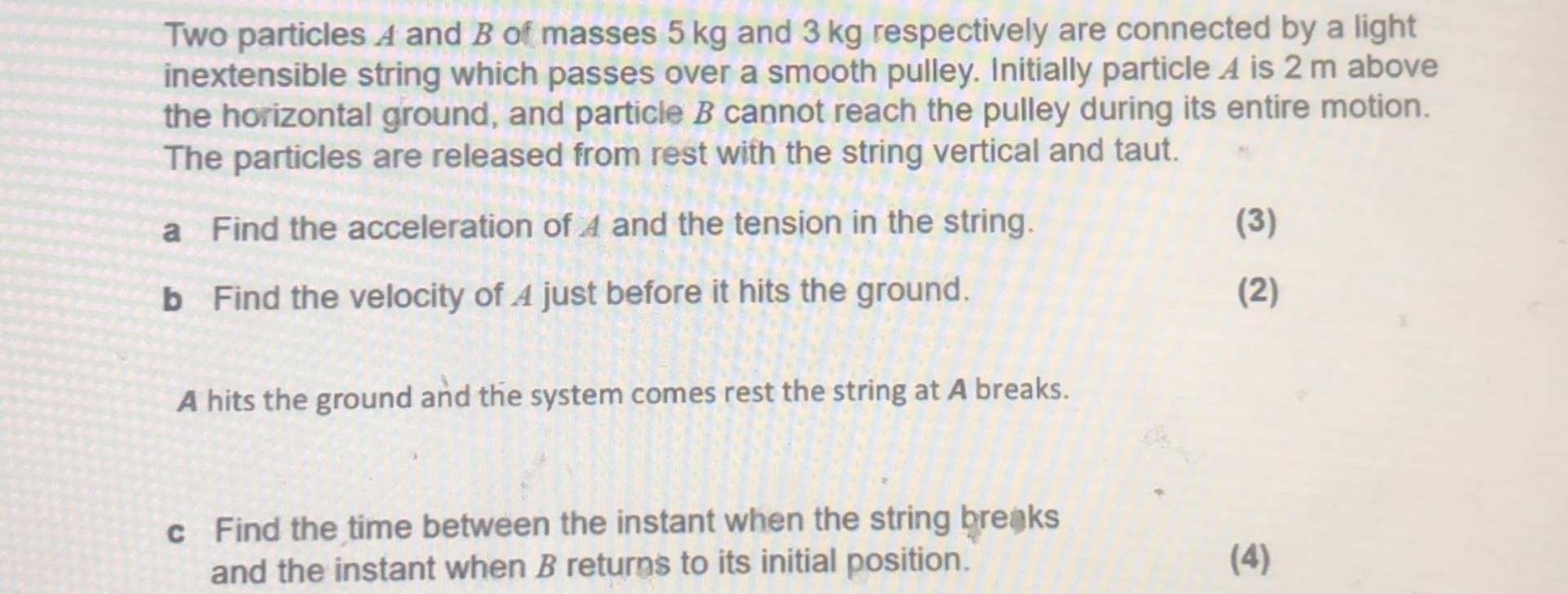 Two particles A and B of masses 5 kg and 3 kg respectively are ...
