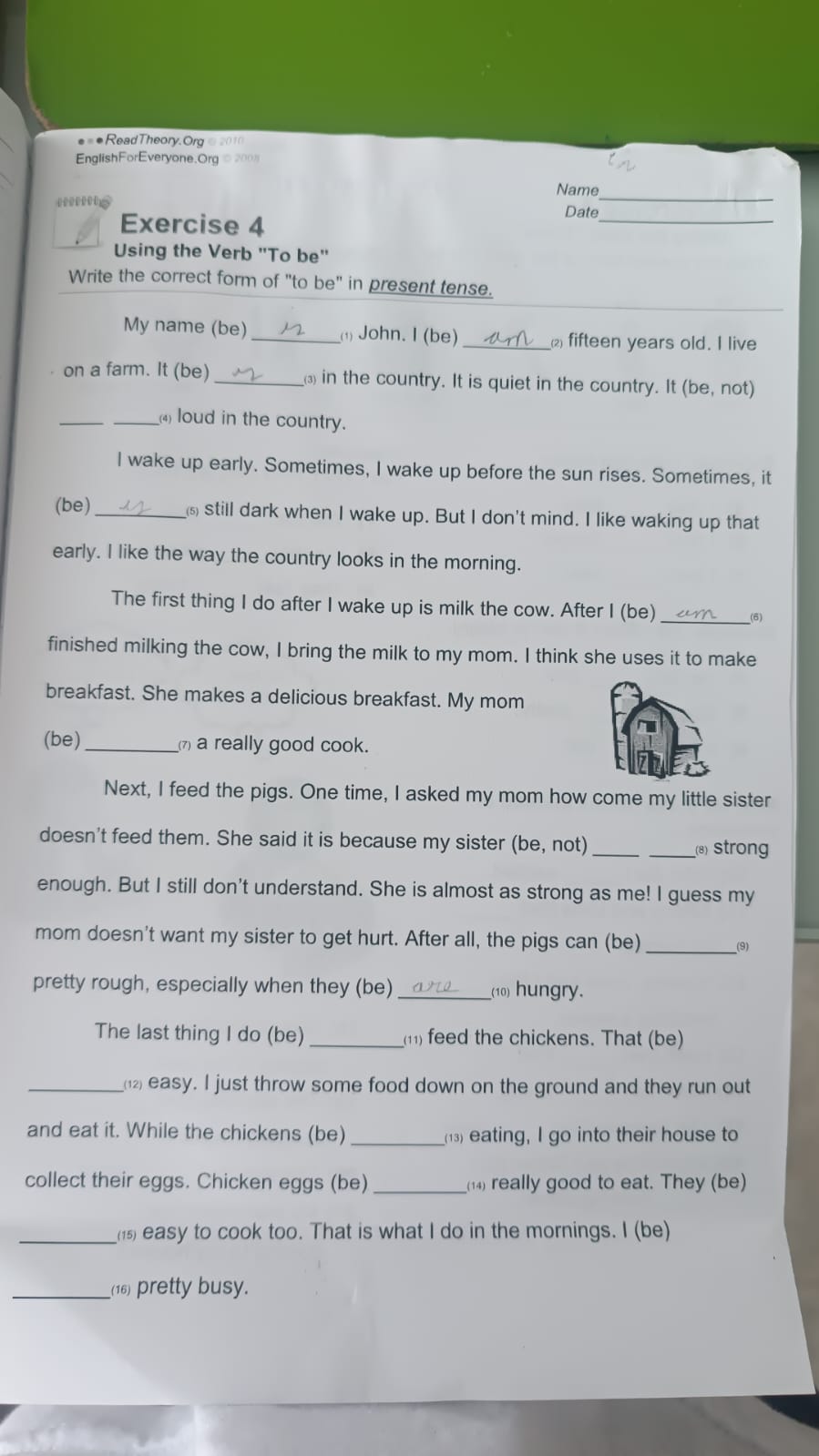 - ReadTheory.Org EnglishForEveryone.Org Name Exercise 4 Date Using the ...