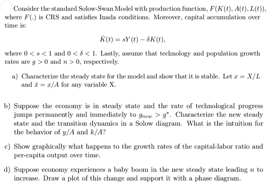 Consider the standard Solow-Swan Model with production function, F(K(t ...