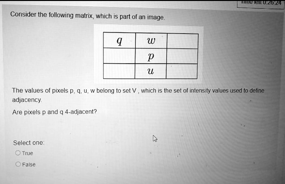 Consider the following matrix, which is part of an image. q w p u The values of pixels p, q, u ...