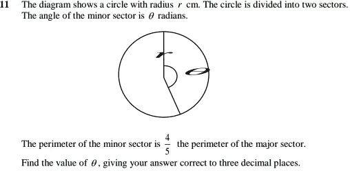 the diagram shows circle wilh radius cm the circle is divided into two ...
