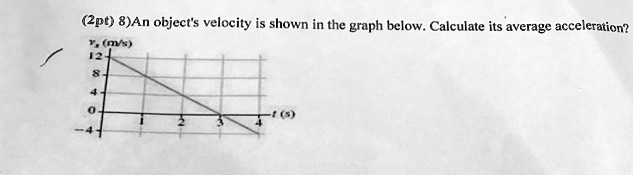 SOLVED: (Zpt) 8)An objects velocity is shown in the graph below ...