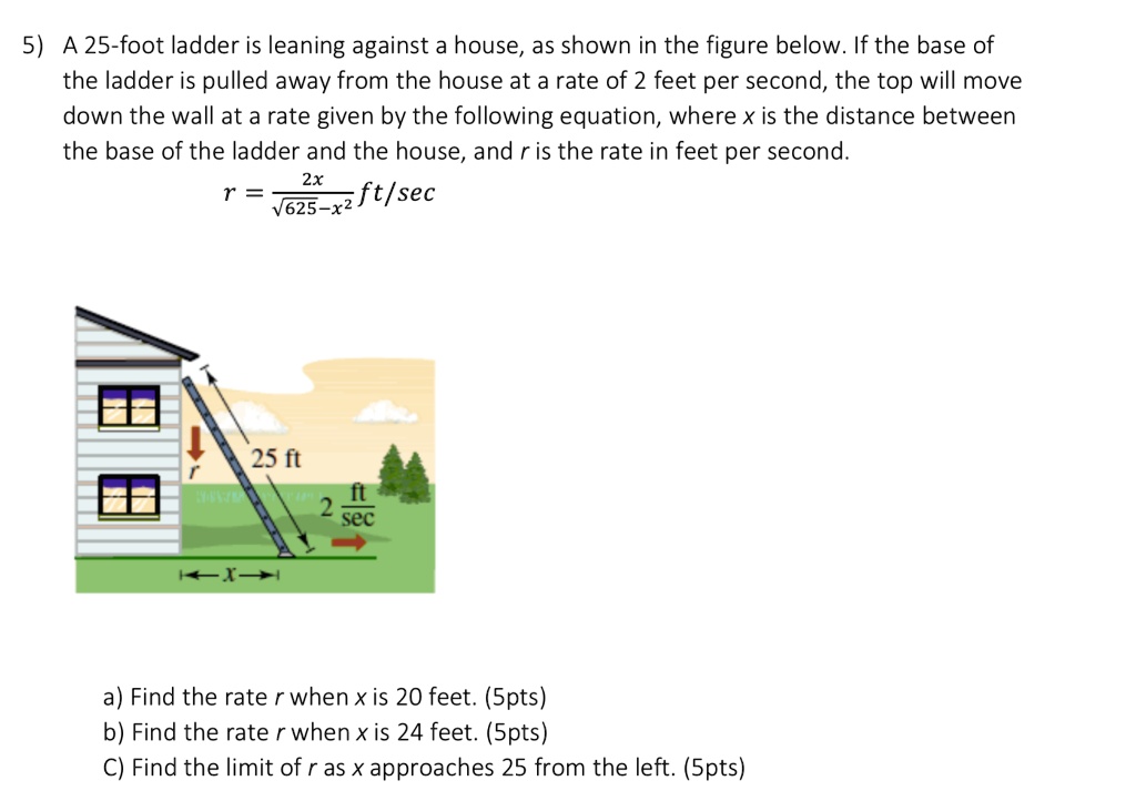 SOLVED: A 25-foot ladder is leaning against a house, as shown in the ...