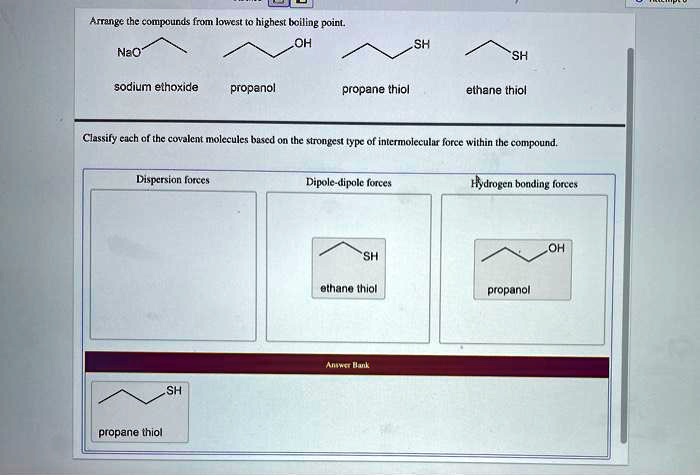 arrange the compounds from lowcst highest boiling point oh nao sodium ...
