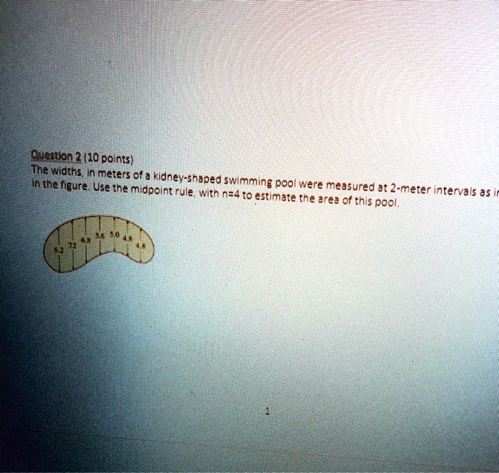 SOLVED: Questlon 2 (10 points) The widths In meters of a kidney-shaped ...