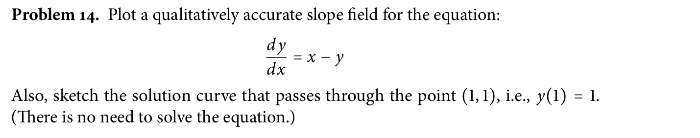 SOLVED: Problem 14. Plot a qualitatively accurate slope field for the ... SOLVED: Problem 14. Plot a qualitatively accurate slope field for the ...