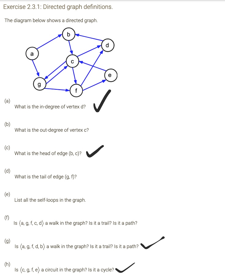 SOLVED:Exercise 2.3.1: Directed graph definitions: The diagram below ...