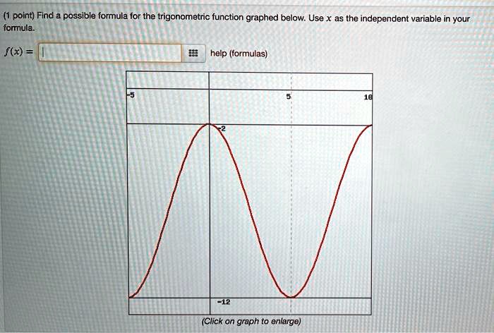 VIDEO solution: (1 point) Find possible formula for the trigonometric function graphed below ...