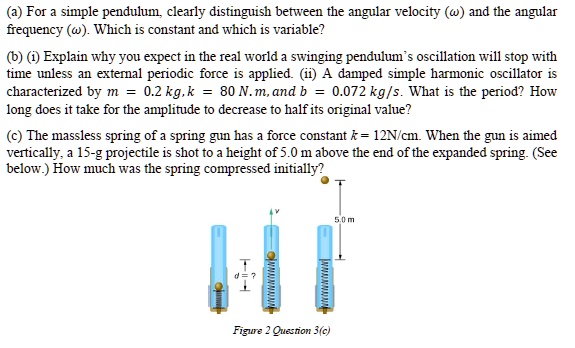 SOLVED: (a) For a simple pendulum, clearly distinguish between the ...